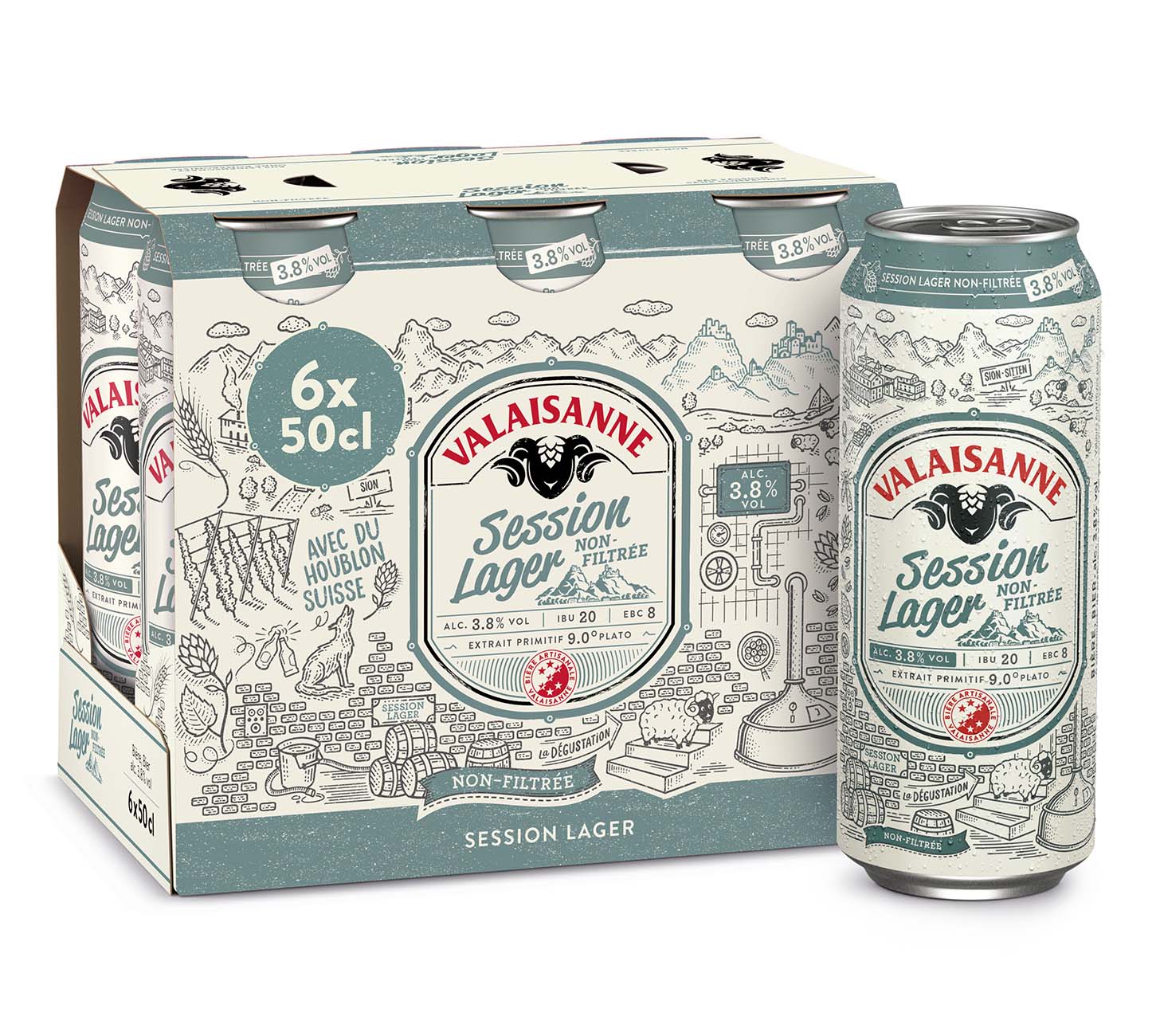Valaisanne Session Lager 50cl 6-Pack | Jetzt im Getraenkeshop kaufen